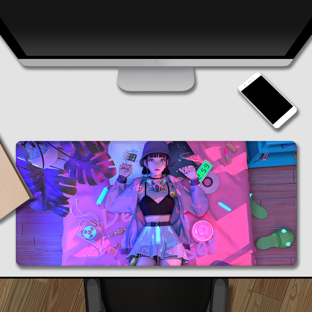 Mouse pad Cyberpunk Girl Extended mousepad Waterproof Non-Slip design ...