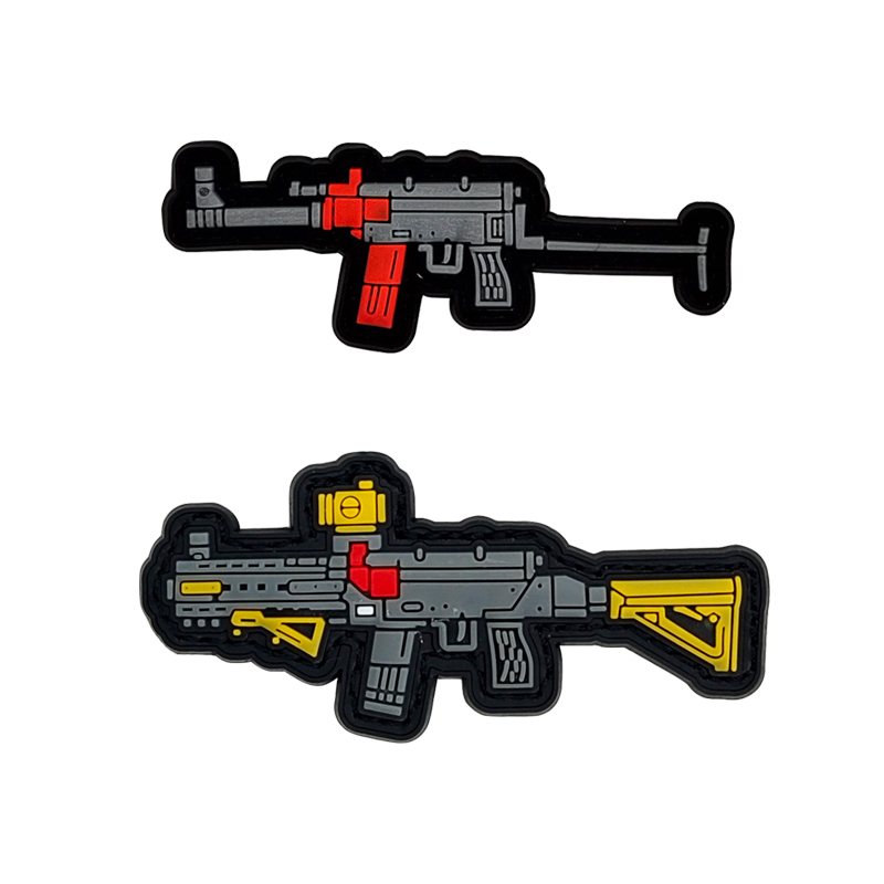 Pvc Soft Rubber Patch Mini Gun Shape Badge Backpack Decoration with ...