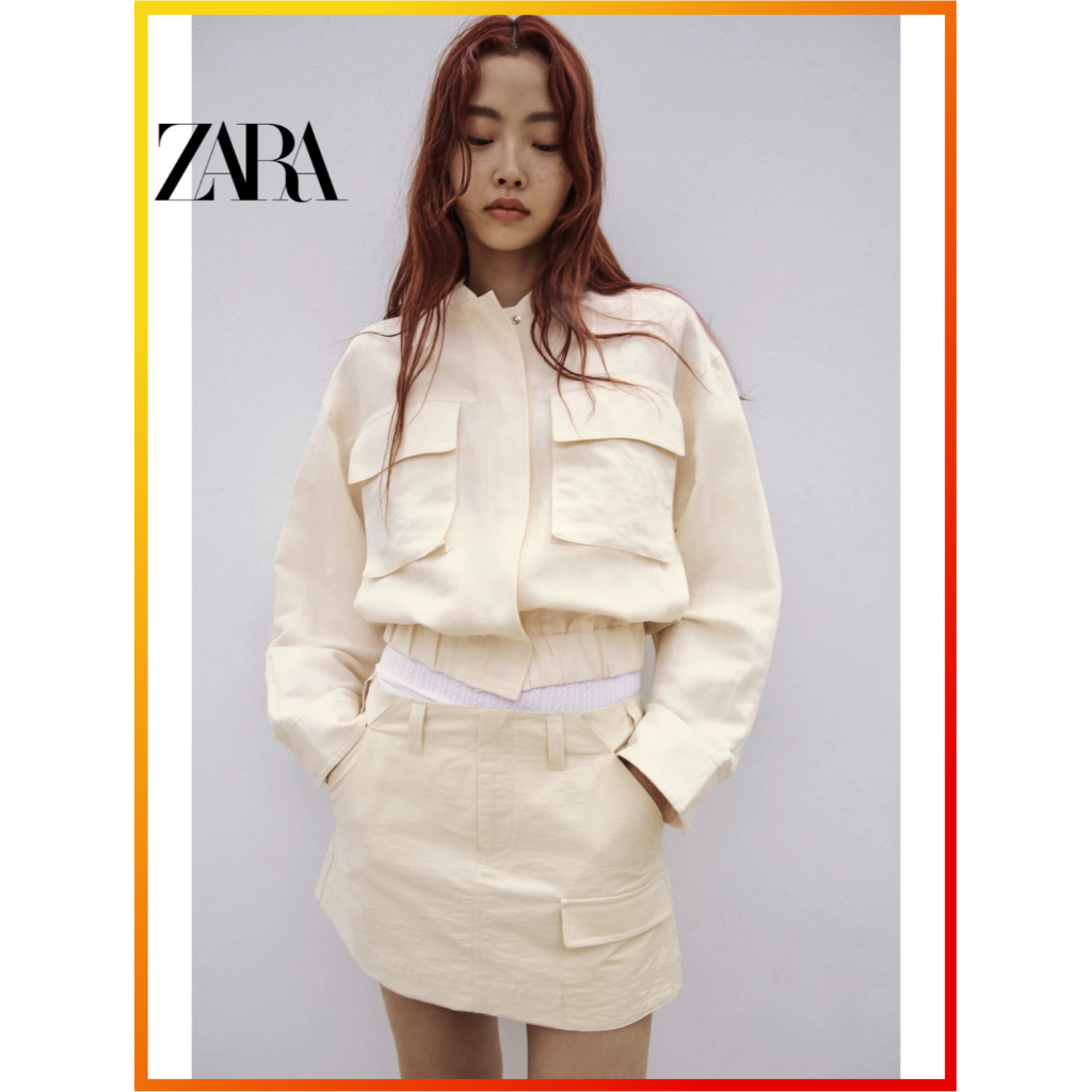 ZARA New TRF Women's Linen Blend Pilot Jacket Coat 4432713 746 | Shopee ...