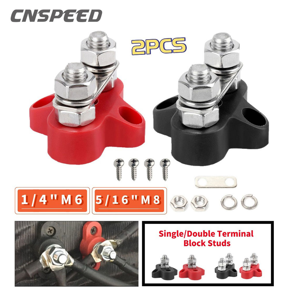 M6 M8 M10 Terminal Block Studs Bus Bar 5/16" 1/4" BusBar Positive Negative Heavy Duty Power ...