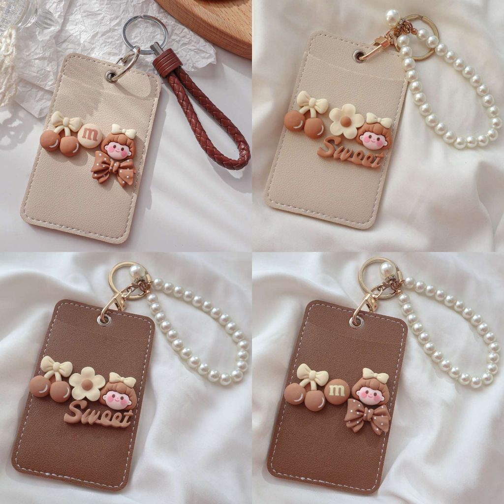 Cute little girl card holder bus cardcase nametag with rope | Shopee ...
