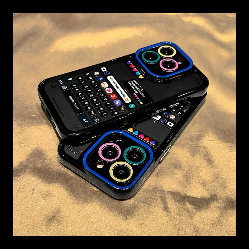 【Clear hard case /Chat dialog/Black】compatible for iPhone 11 12 13 14 ...