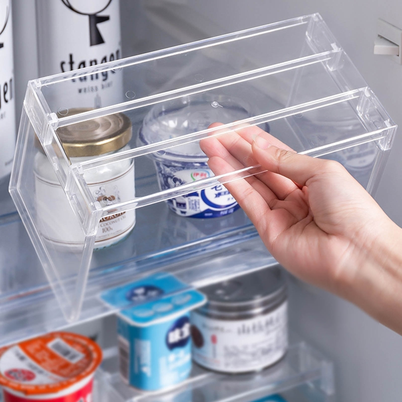 Clear Divider Storage Rack Stackable Double Layer Transparent Organizer ...