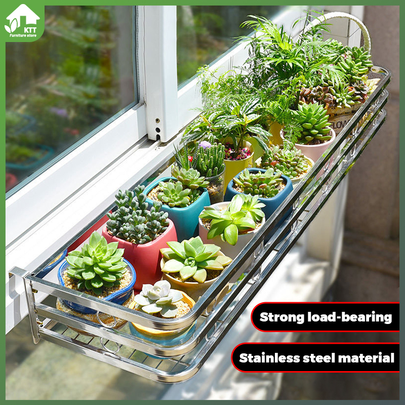 flower rack stainless steel window Sill Flower Rack Indoor Shelf Window ...