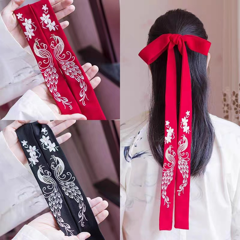 Ancient Costume Hanfu Hair Band Style Embroidered Ribbon Female Tie ...