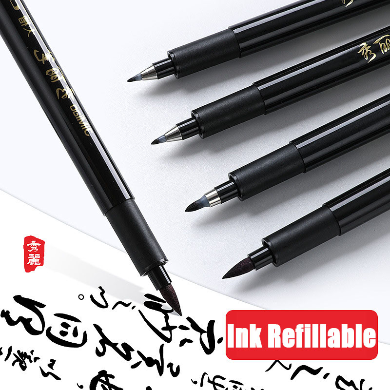 1Pcs Calligraphy Hand Lettering Pen Refillable Black Ink Scripture Art ...