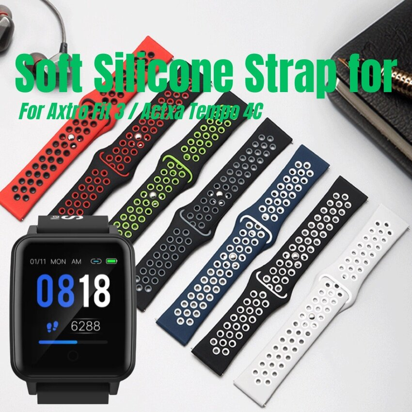 Watch Strap for Axtro Fit 3 Double Colours Sport Band for Actxa Tempo ...