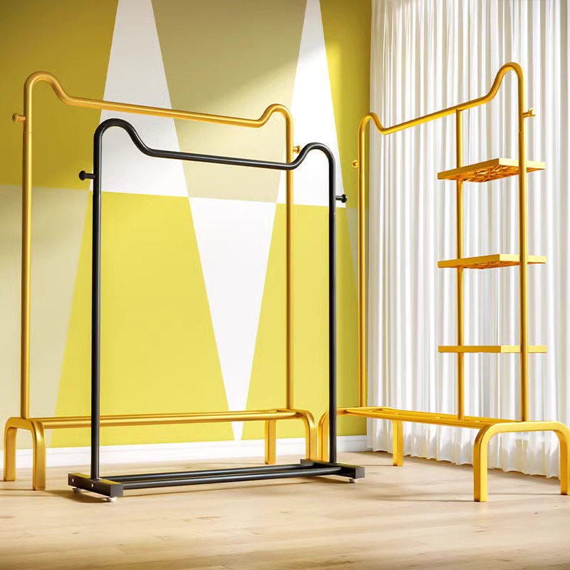Golden Simple Clothing Store Display Rack Floor-Mounted Gantry Hanger ...