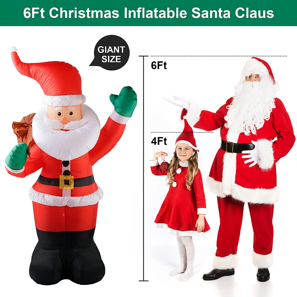 6 FT Christmas Inflatables Santa Claus with Gifts Bag, Christmas ...
