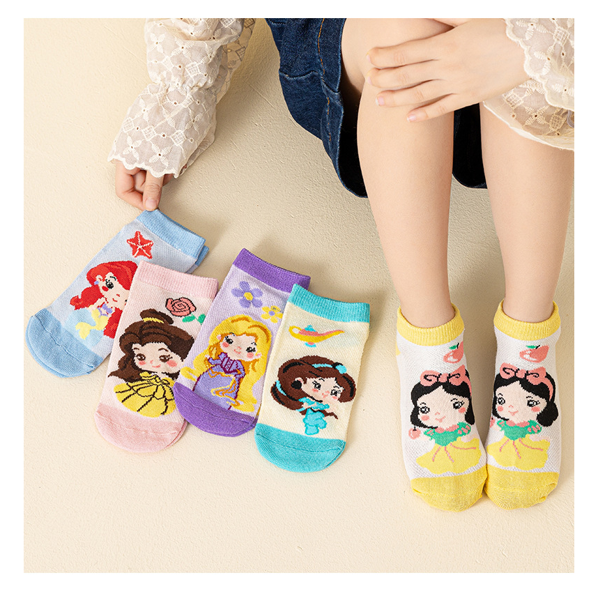 5 pairs Girls' short socks thin mesh breathable odorproof children's ...