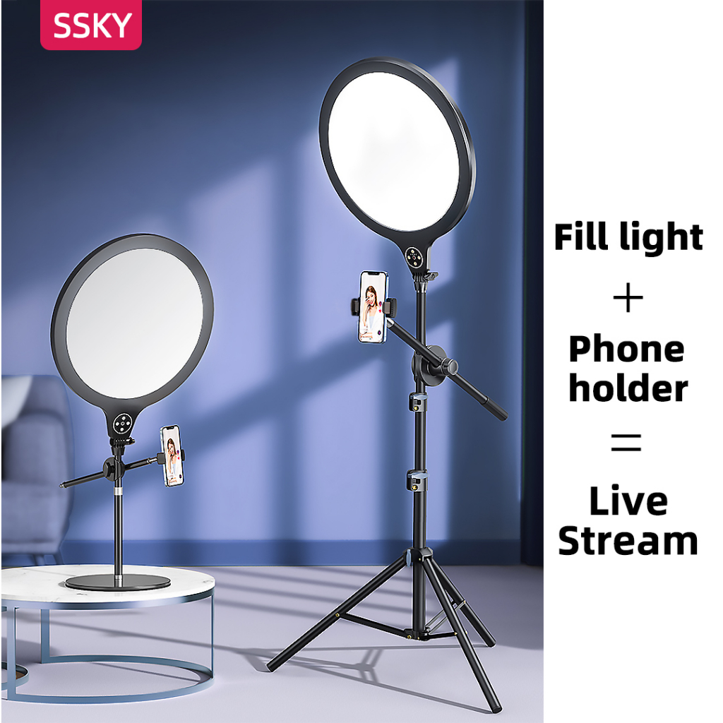 Ready stock,SSKY,Fill Light for Live Stream with Phone Stand Selfie ring light Diameter 35CM 3D ...