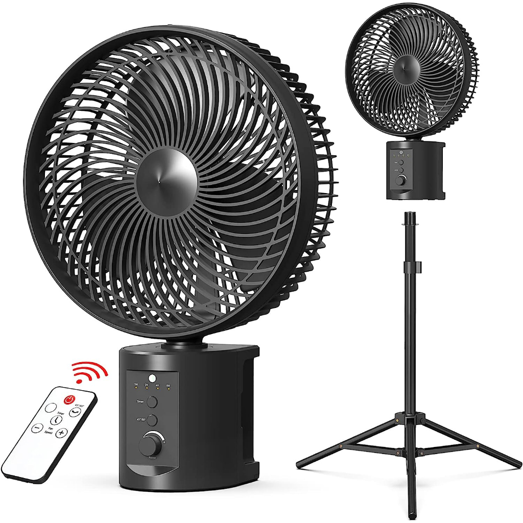 20000mAh Oscillating Battery Operated Fan w/Remote, 10 Inch Cordless ...