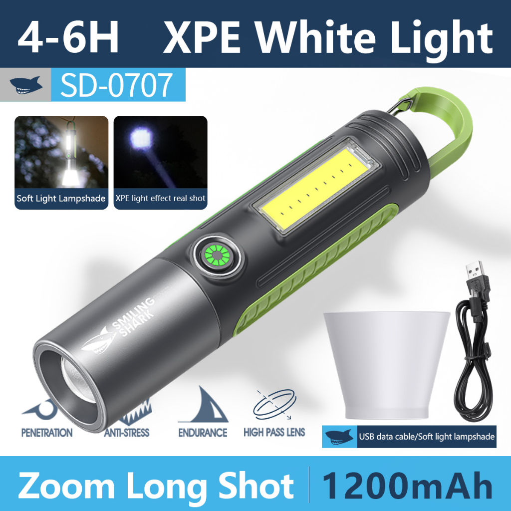 Smiling Shark SD0707 Super Bright Torch Light LED Flashlight Camping ...