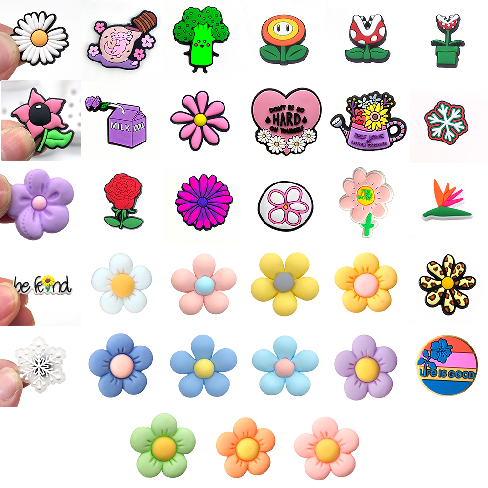 1pcs Flower Croc Jibbits Charms Sandals Pendant Button Original Shoe ...