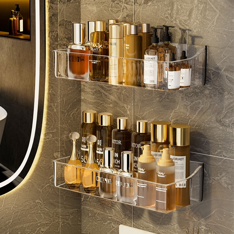 Large Bathroom Storage Rack Punch Free Wall Mounted Mirror Cabinet ...