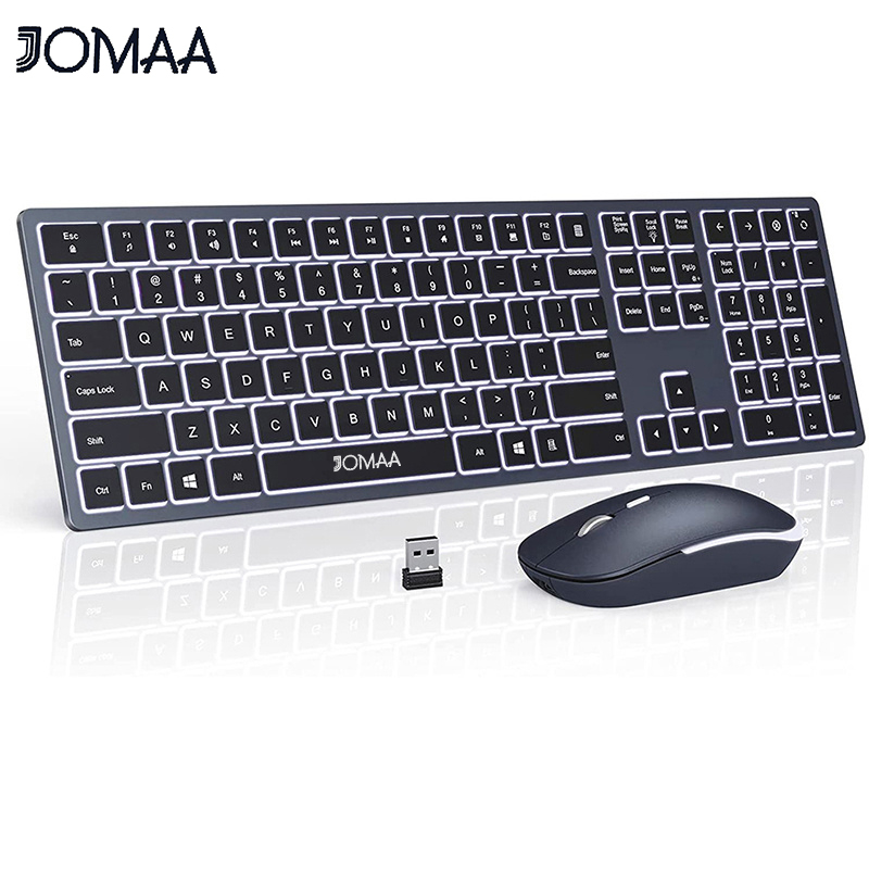 Jomaa Ultra Slim Wireless Backlit Keyboard And Mouse Combo 2 4g Usb Silent Keyboard And Mouse