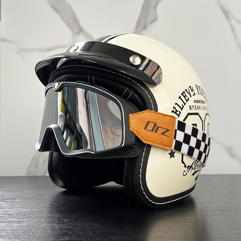 ORZ Motorcycle Retro Helmet Electric Vehicle 3/4 Helmet | Shopee Malaysia