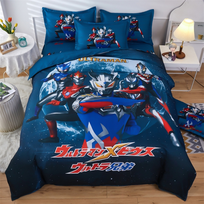 4 IN 1 Cartoon Ultraman Print Bedding Set For Boys Single/Super Single ...