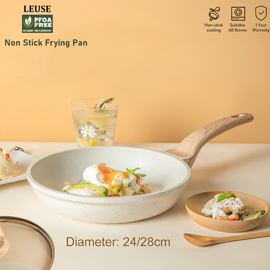 LEUSE Non Stick Frying Pan Cooking Egg Deep frying pan Suitable for all ...