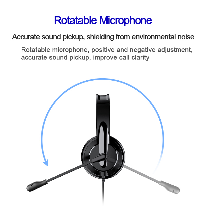 SPRISE Stereo USB Headset Rotating Mic Earphone Noise Cancelling 3.5mm ...
