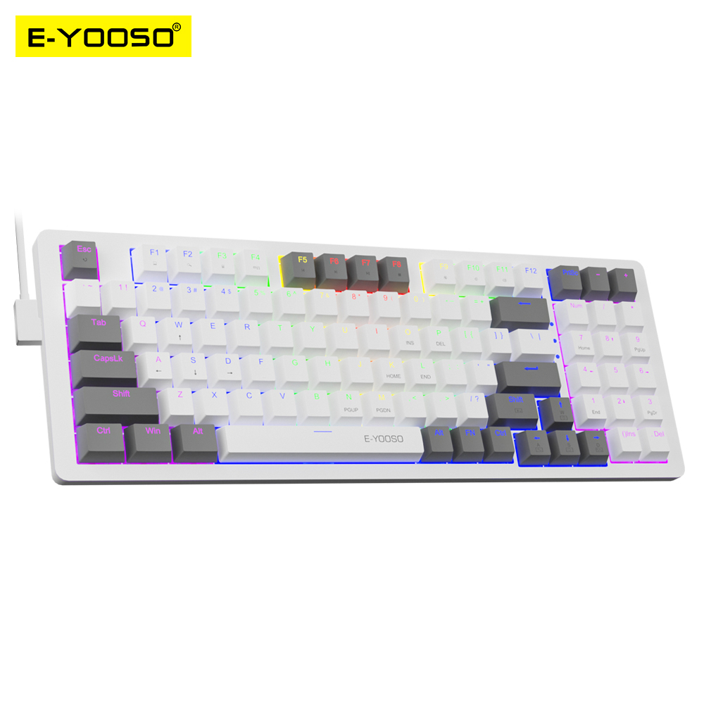 E-YOOSO Z94 USB Mechanical Gaming Keyboard Wired Monochrome Backlit 94 Key Brazilian Portuguese ...