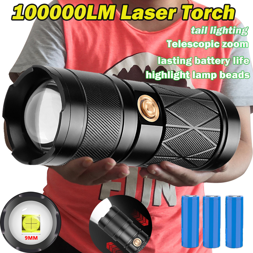 100000lumen TYPE-C usb Outdoor LED Flashlight XHP90 Super Bright Led ...