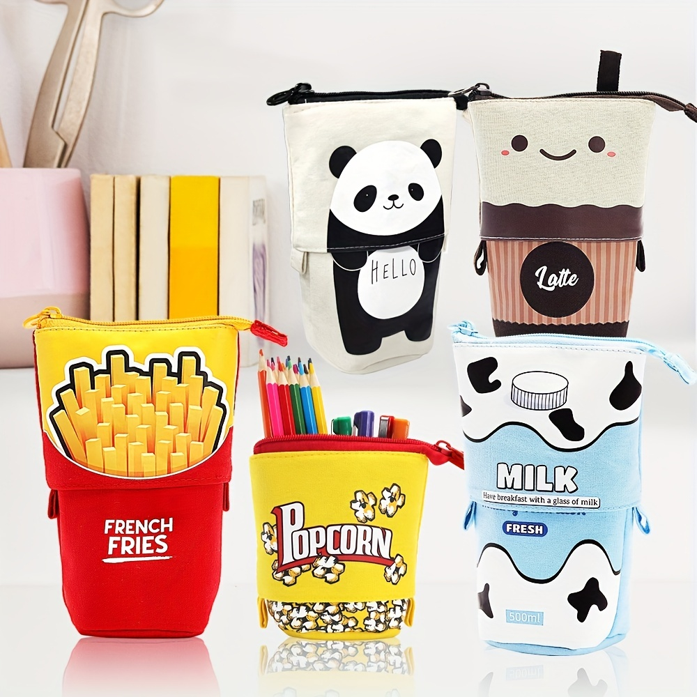 Standing Pencil Case, Popcorn,Panda,Milk, Coffee Latte,French Fries ...