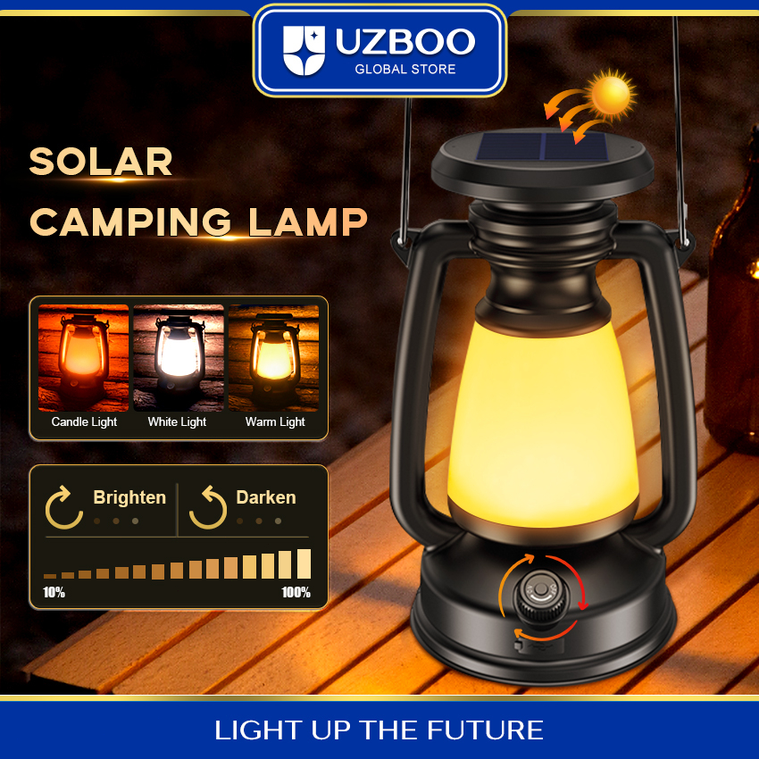 UZBOO Solar Camping Light Camping Lantern Tent Light Hanging Lamp ...