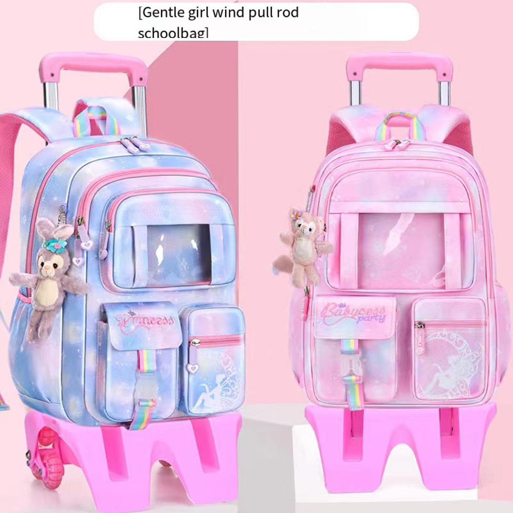 New elementary school students trolley bags girls shoulders backpack ...