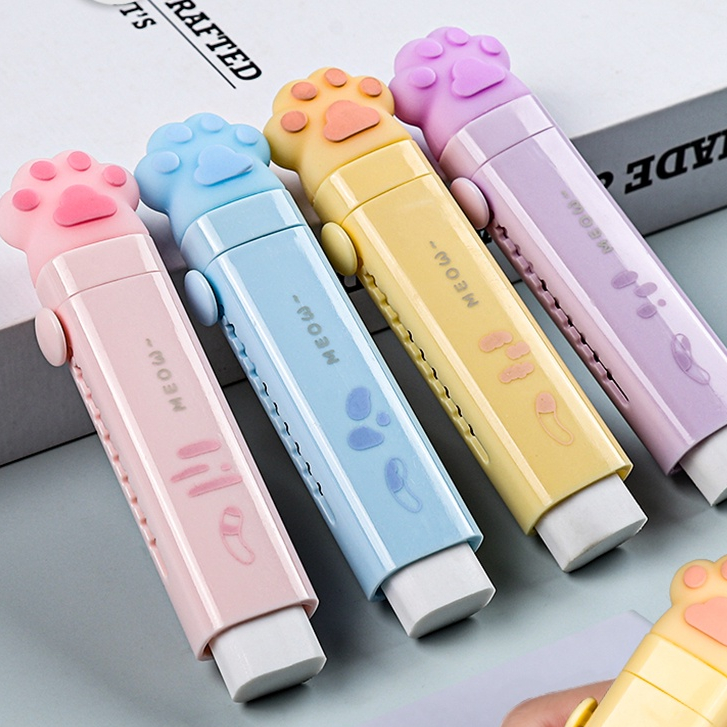 Portable Cartoon Cat Paw Style Retractable Eraser School Office Less ...