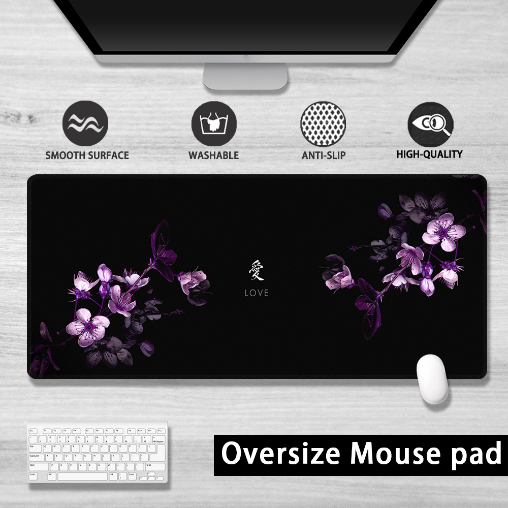 Mouse pad Flowers and Love Extended mousepad Waterproof Non-Slip design ...