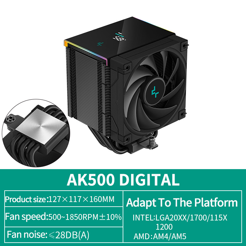 Deepcool AK500S Digital AK500 CPU Cooler White 5 Heat Pipes 120mm FDB ...