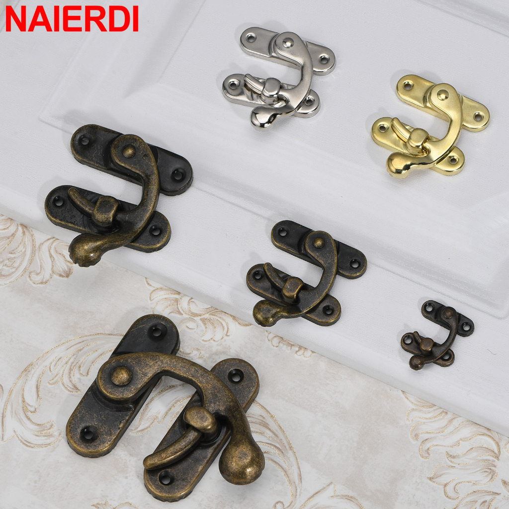 NAIERDI 20 Pieces Antique Latch Bronze Tone Jewelry Box Hasp Horn Lock ...