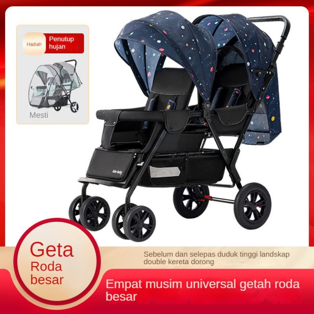 Free shipping Twin foldable forth and back baby portable stroller double sitting seat stroller ...