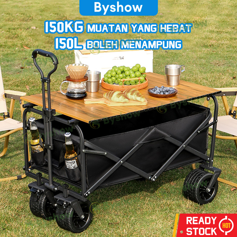 【Byshow】150l Outdoor Trolley Wagon Large Foldable Portable Lightweight ...