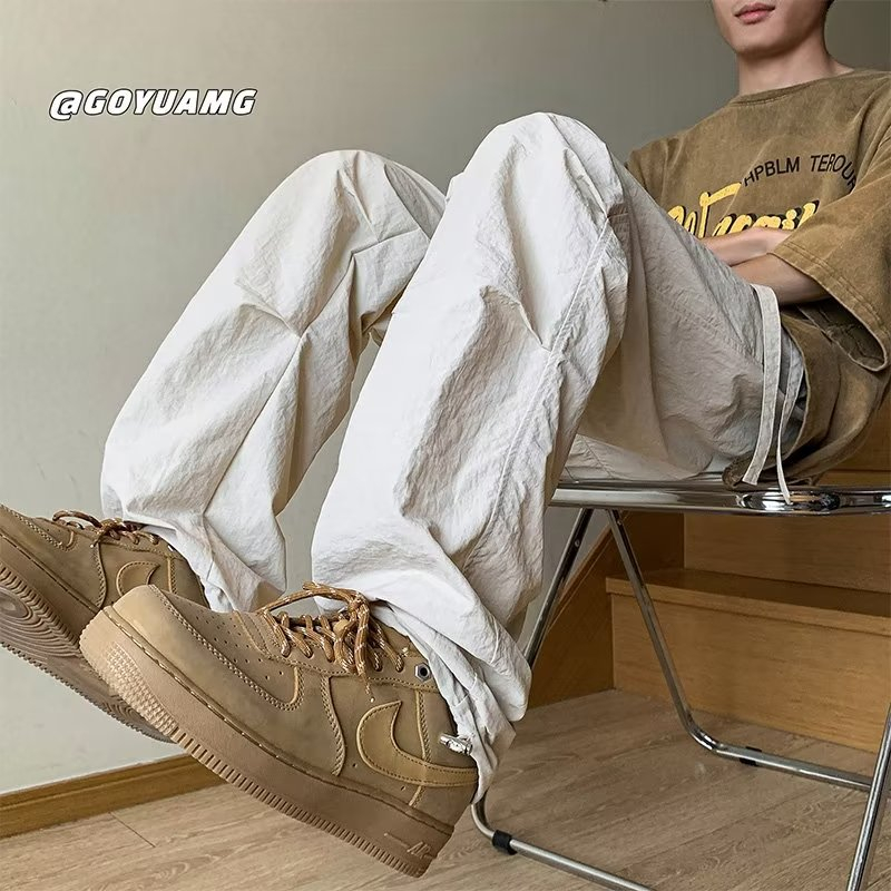 Summer Quick-dry Baggy Parachute pants For Men With String Jogger Taslan fabric Straight ...