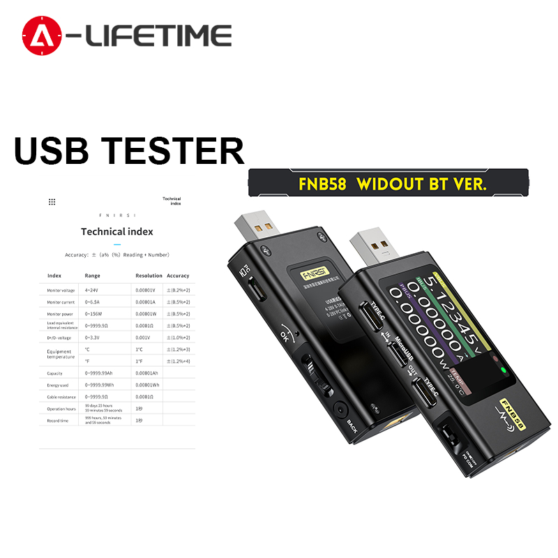 FNIRSI-FNB58 4~28V 0-7A USB Tester Digital Voltmeter Ammeter ...