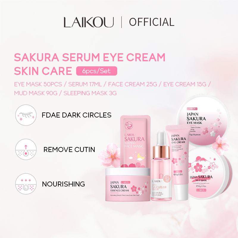 LAIKOU Sakura Skin Care Set Cherry blossoms Dark Spots Wrinkles Serum ...