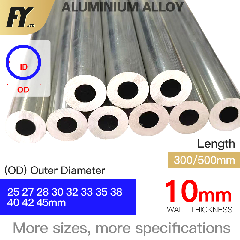 FUYI aluminum tube 10mm wall thickness pipe OD 25-45mm Straight 300mm ...