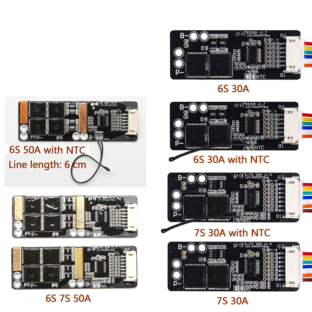 6S 30A/7S 30A/6S 50A/7S 50A BMS Board with NTC for 3.7V Ternary Lithium ...