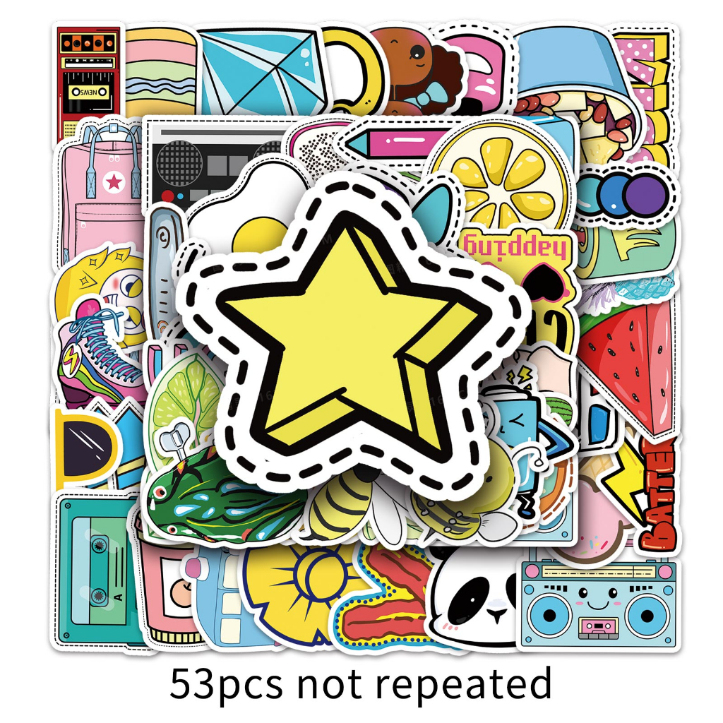 Funny 53pcs Cartoon VSCO Stickers Waterproof Graffiti DIY Laptop ...