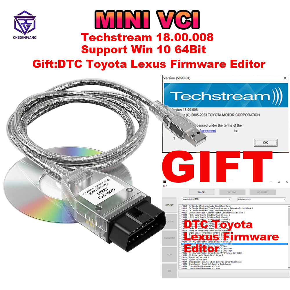 Mini Vci For Toyota TIS Techstream V18.00.008 FTDI FT232RL OBD2 ...
