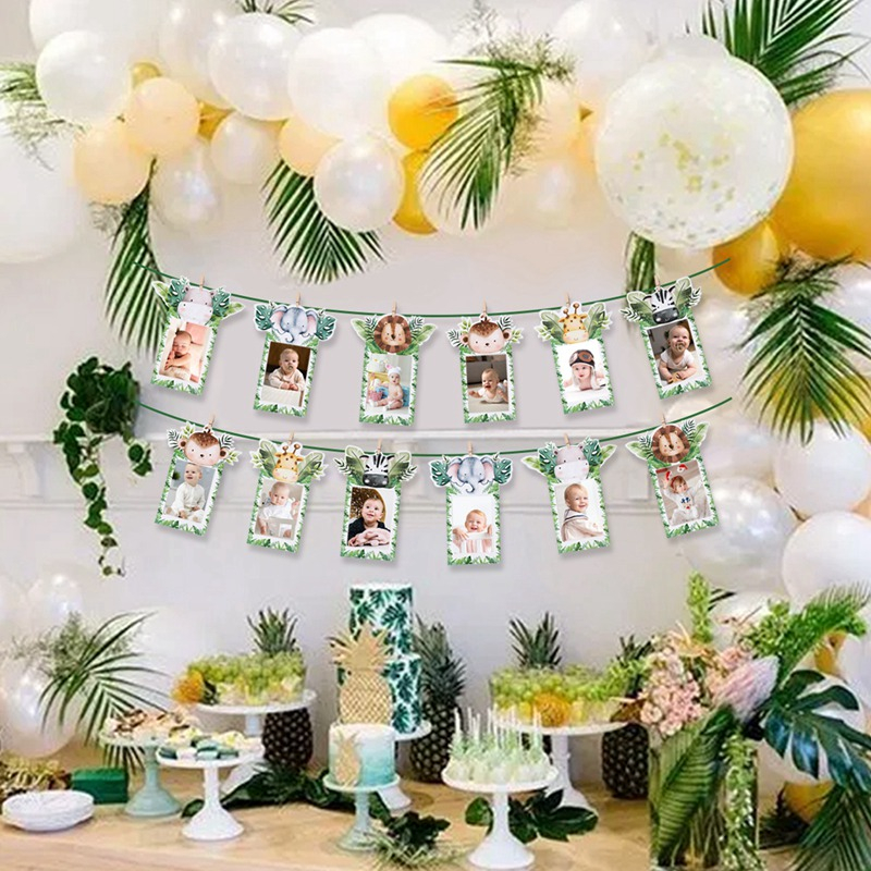 Safari Theme Photo Folder Banner Wild One Flag Letter Backdrop Curtain ...