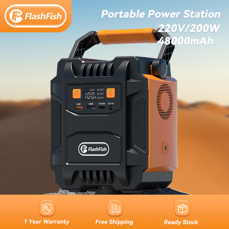 200W 173Wh | Flashfish A201 Portable Power Station Camping Power Supply Solar Power Generator ...