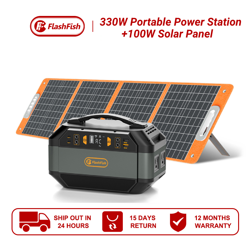 330W/299Wh Solar Generator Set | Flashfish Camping Power Supply ...