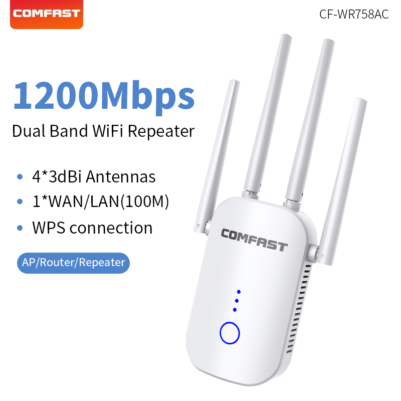 COMFAST 1200Mbps Dual Band 2.4G&5GHz Wireless Extender 802.11ac Wifi ...