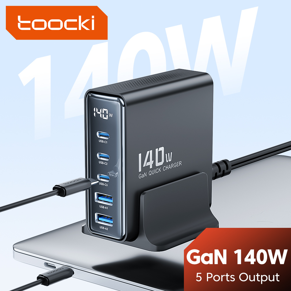 Toocki 140W GaN Charger 5 Ports USB Type C PD3.1 QC4.0 Fast Charge For ...