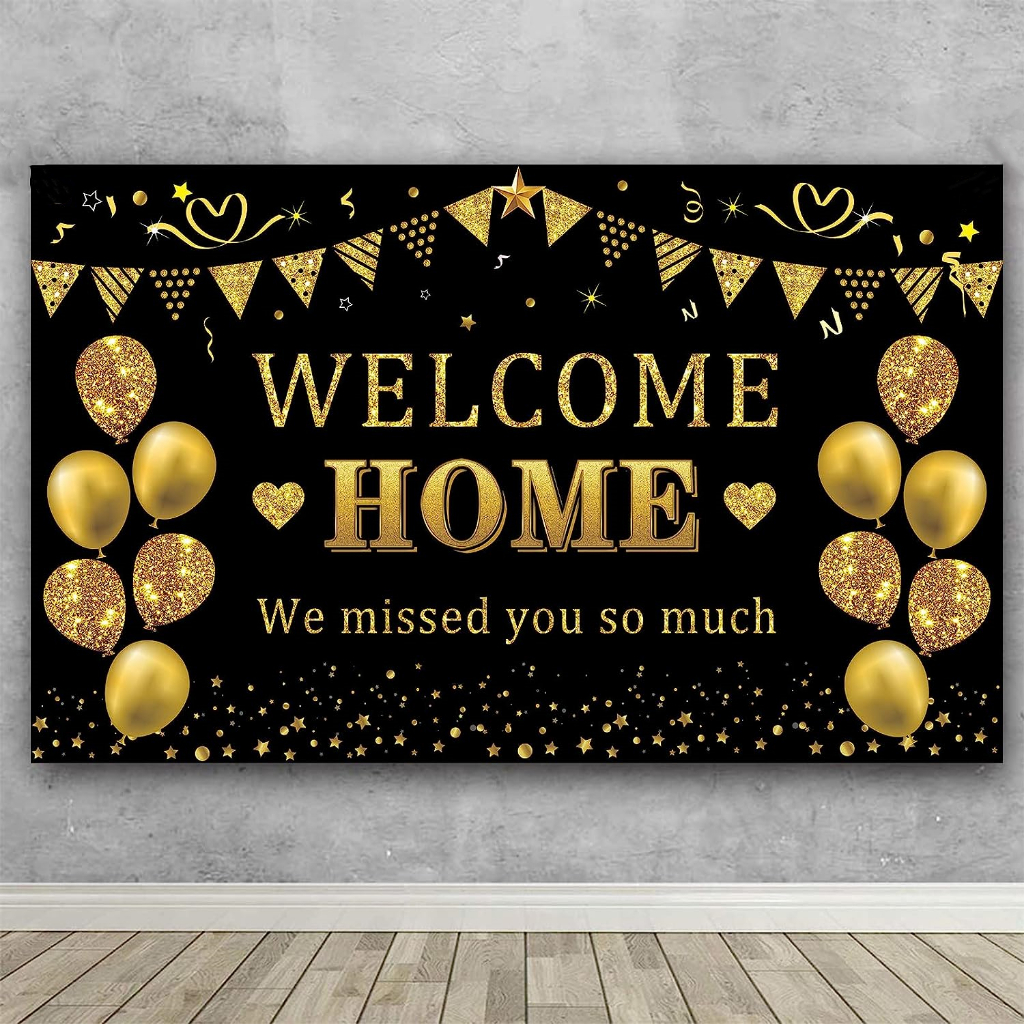 Welcome Home Photography Backdrop Black Gold Welcome Home Backdrops We ...