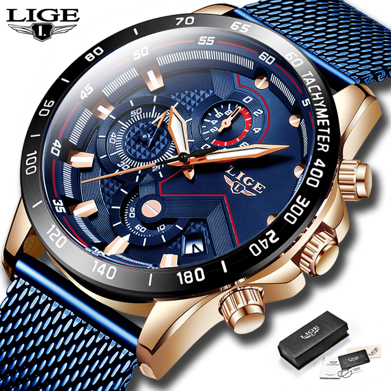 LIGE Jam Tangan Lelaki Men Watch Waterproof Multifunctional Chronograph ...