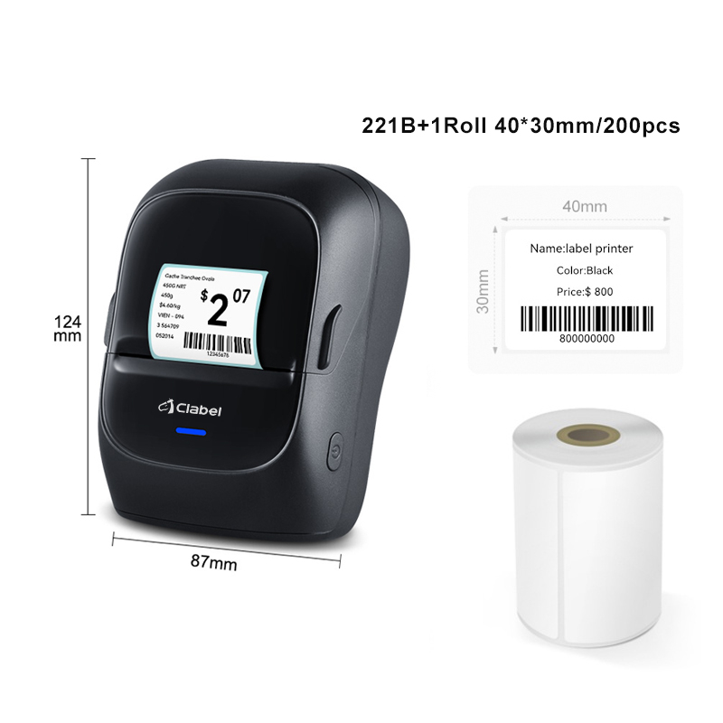 CLABEL 221B Portable Label Printer Bluetooth Thermal Printer ...